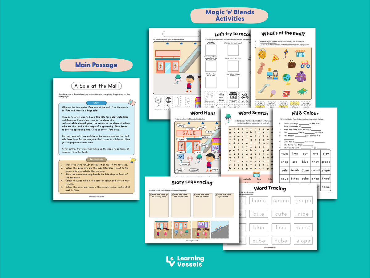 Magic 'e' Story Activities - A Sale at the Mall – Learning Shopyard